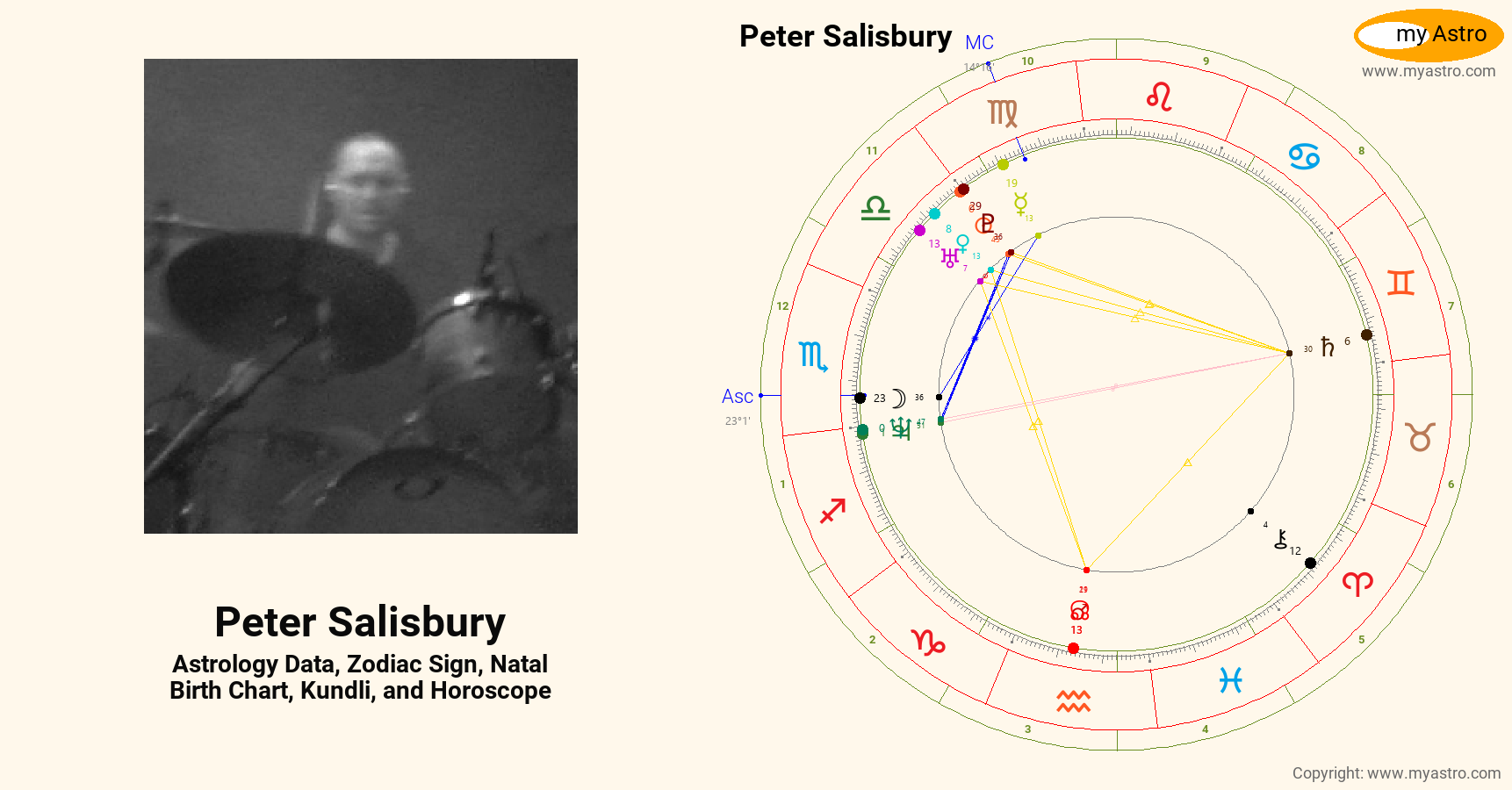Peter Salisbury’s natal birth chart, kundli, horoscope, astrology ...